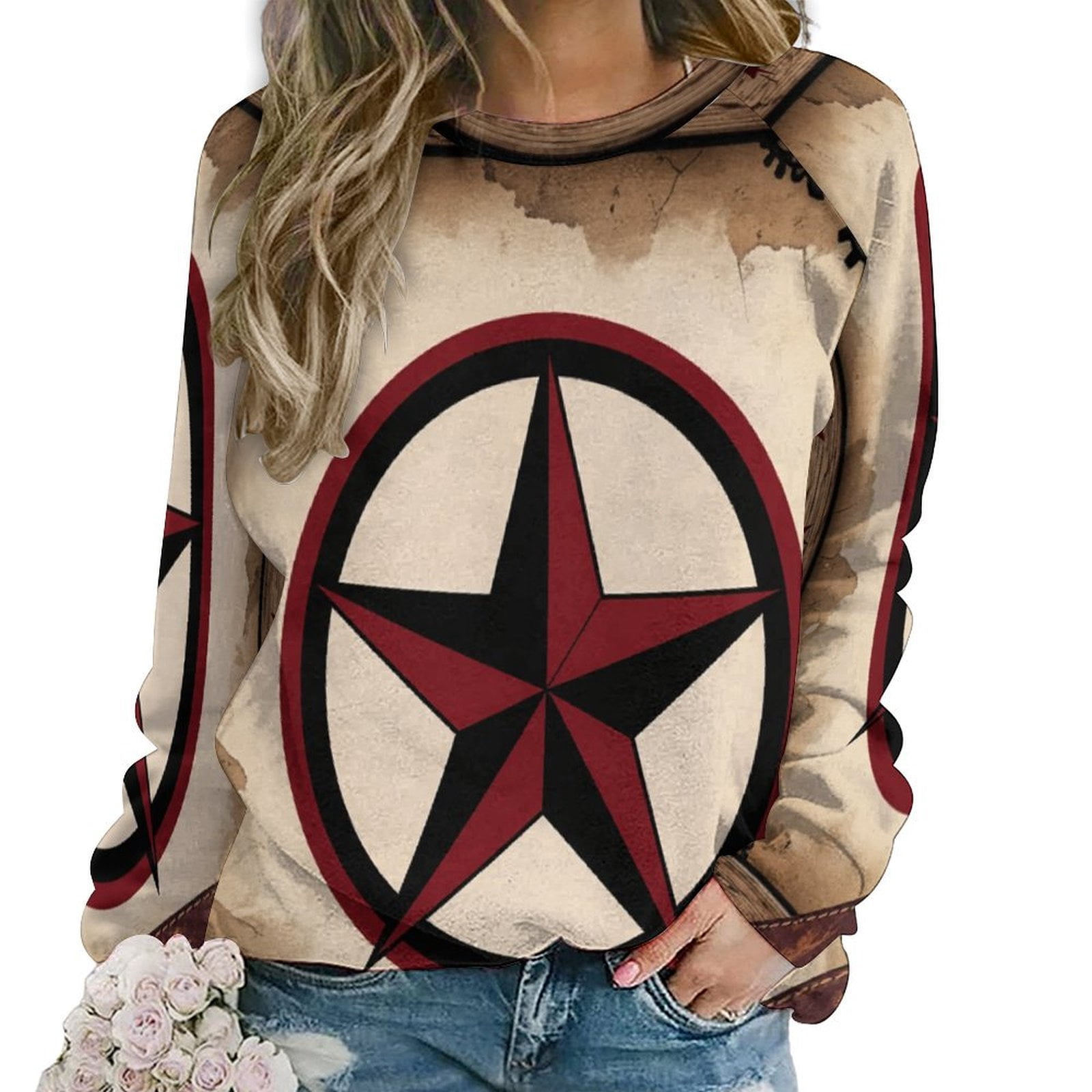 Western Texas Star Vintage Style Stars On Wood Panel Print Rustic Women ...