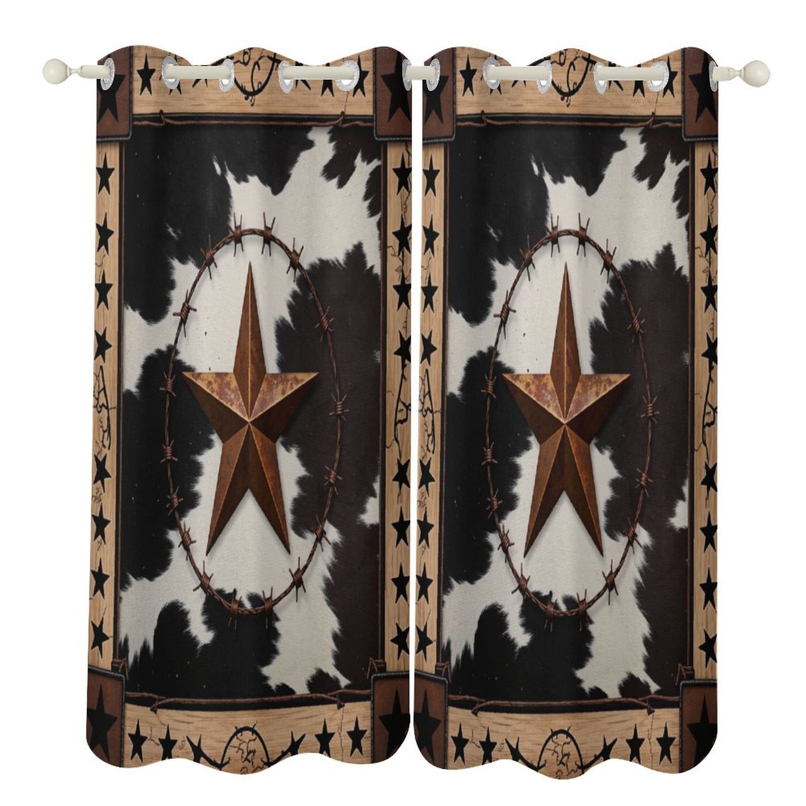 Western Texas Star Vintage Style Stars On Wood Panel Print Rustic (4)-1 ...