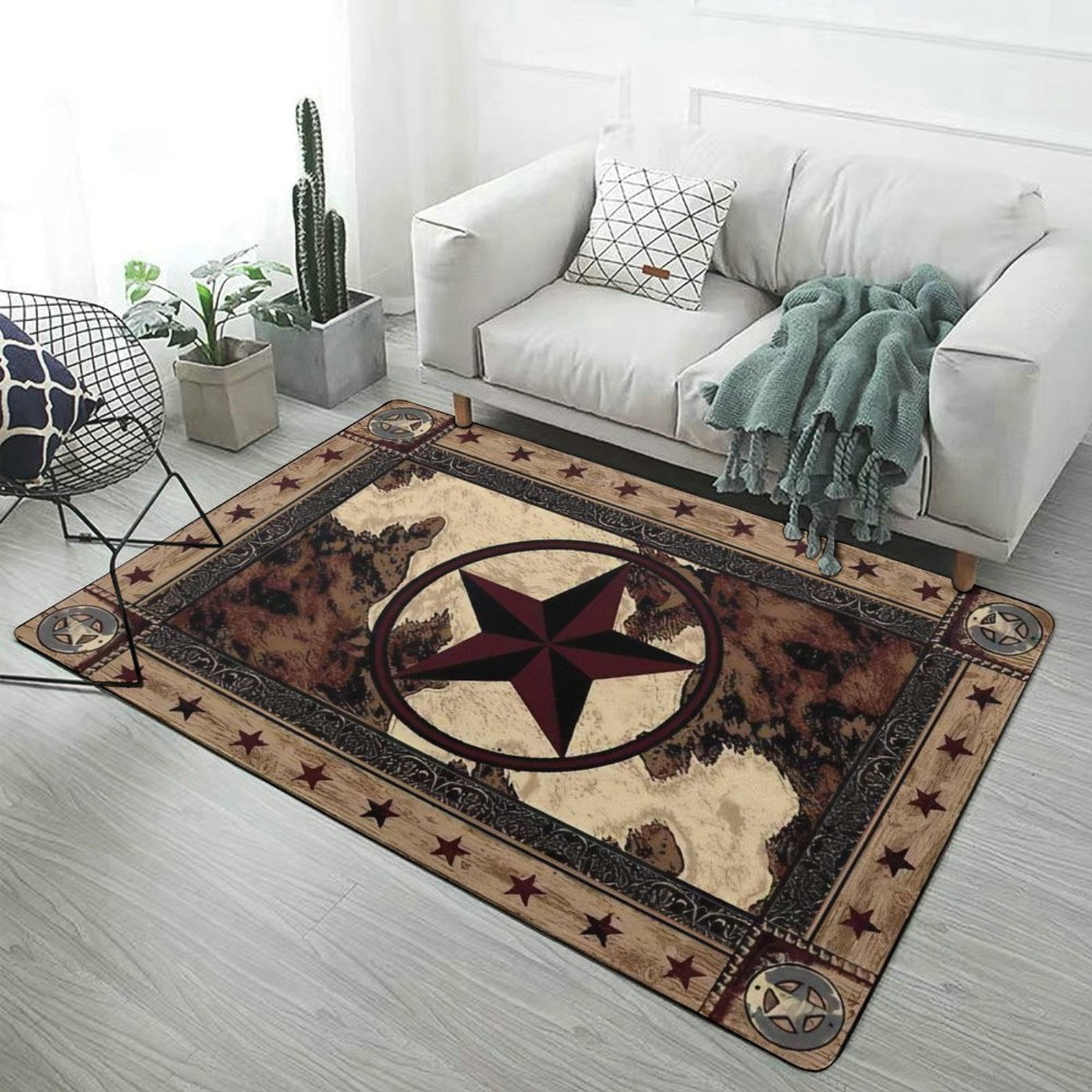 Western Texas Star Vintage Style Stars On Wood Panel Print Rustic Home ...