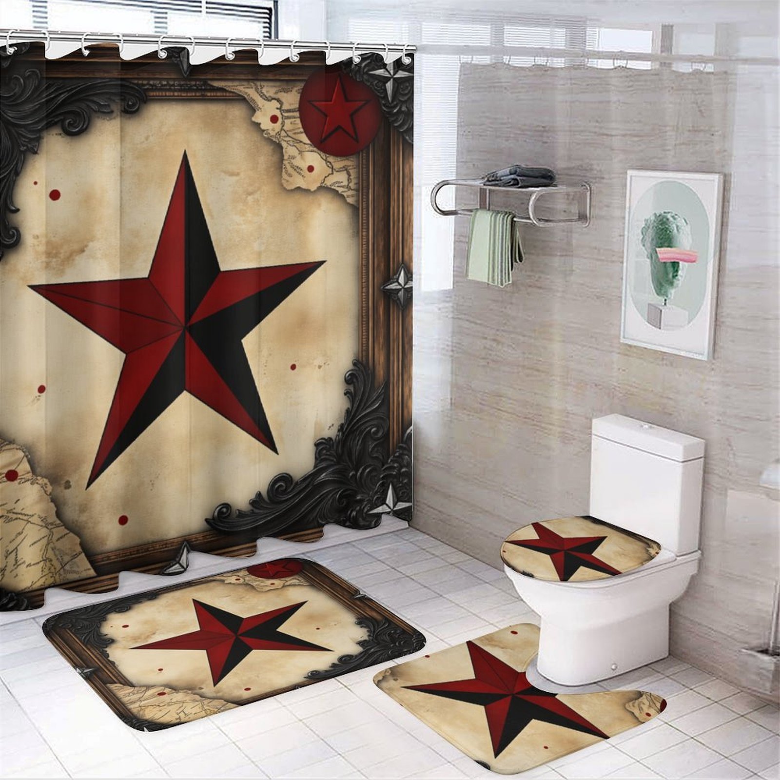 Western Texas Star Vintage Style Stars On Wood Panel Print Rustic ...
