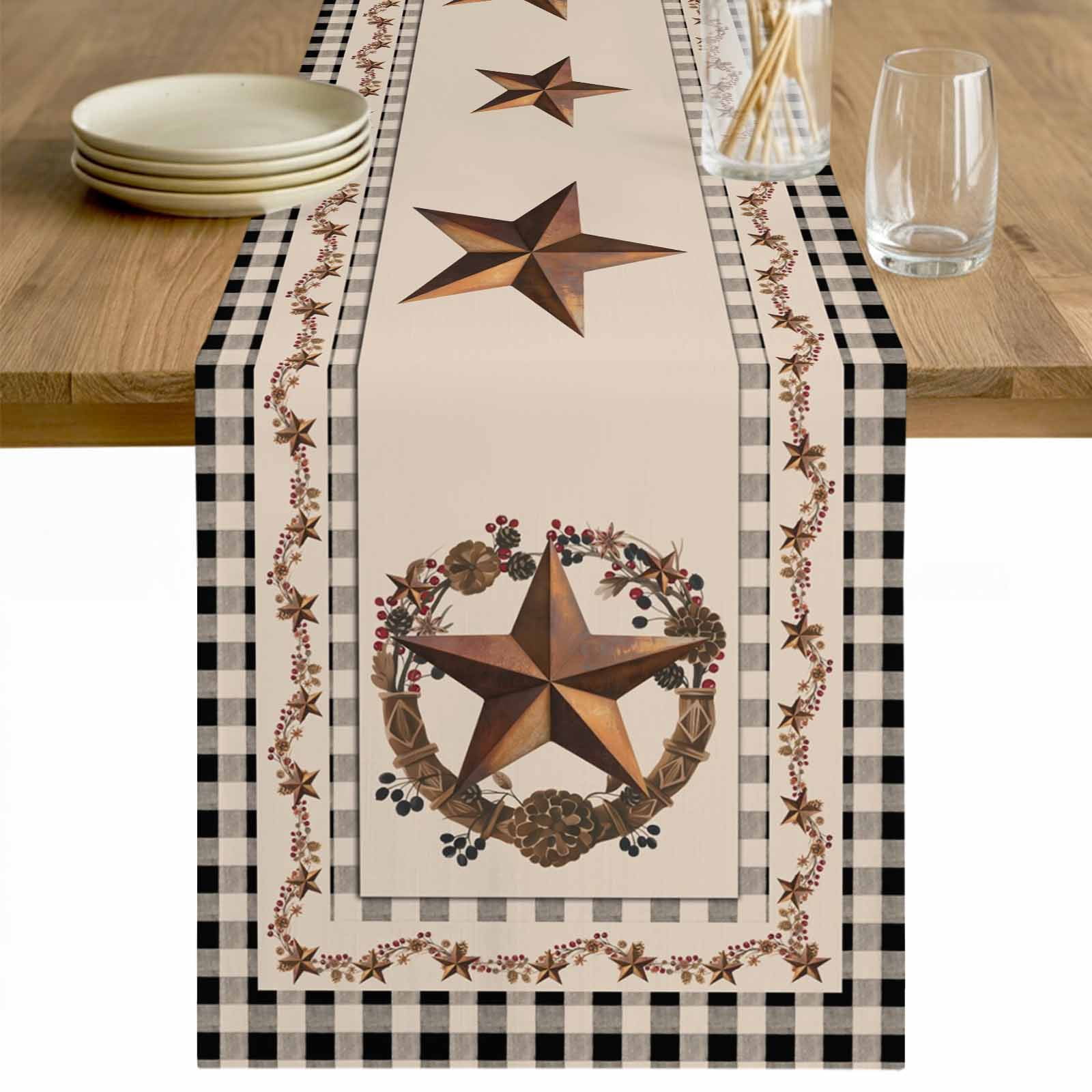 Western Texas Star Vintage Table Runner - 72 Inch Long Rustic Wreath ...