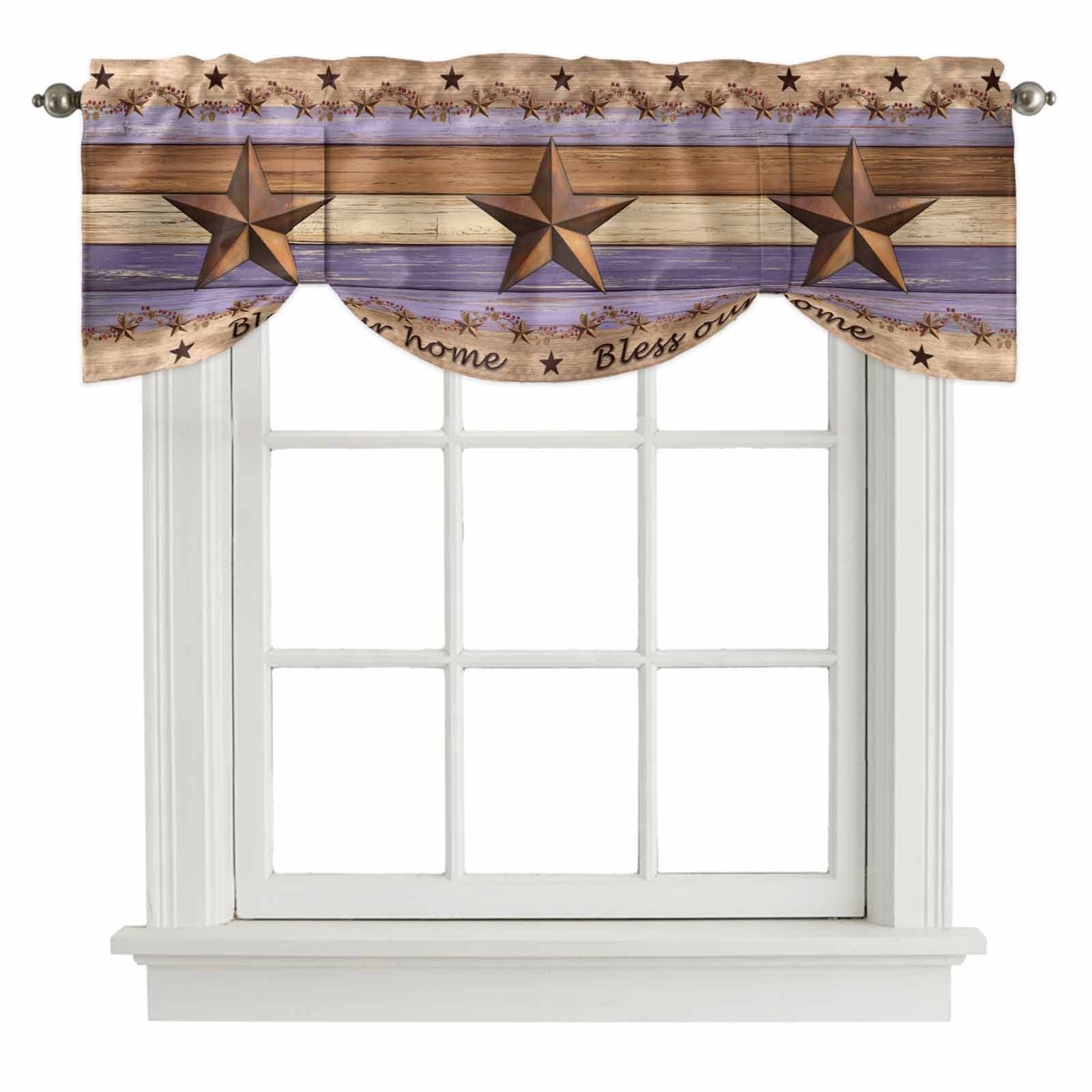 Western Texas Star Vintage Tie Up Valance Curtains for Windows, Kitchen ...