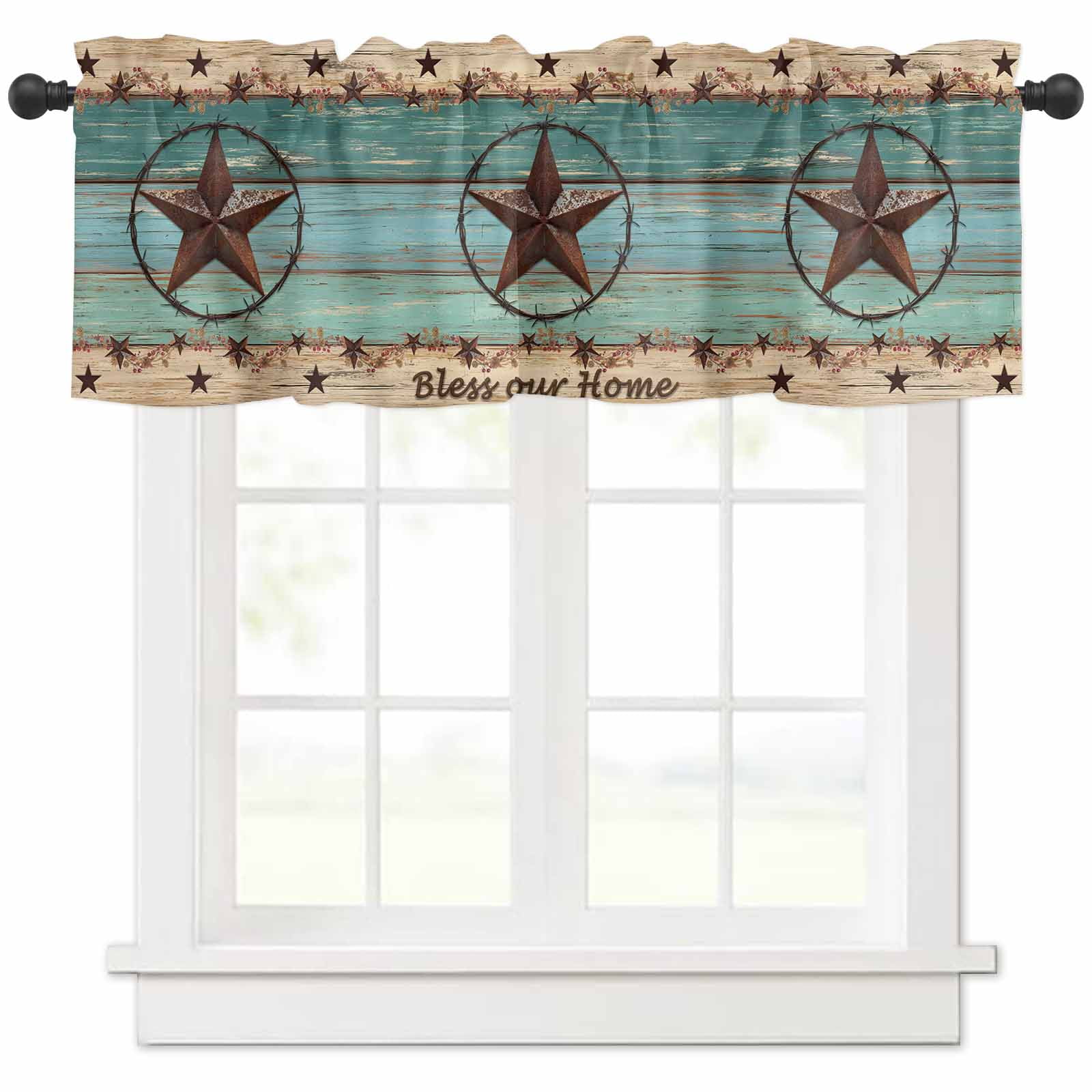 Western Texas Star Vintage Valances for Windows Farmhouse Kitchen ...