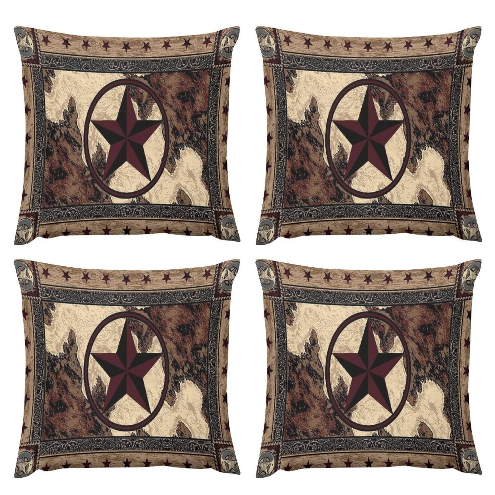Western Texas Star on Wood 4 Pcs Cushion Covers Sofa Cushion Covers ...