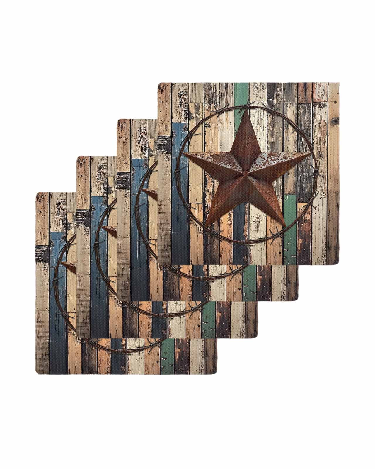 Western Texas Stars Kitchen Dish Towels for Drying Dishes Set of 4 ...