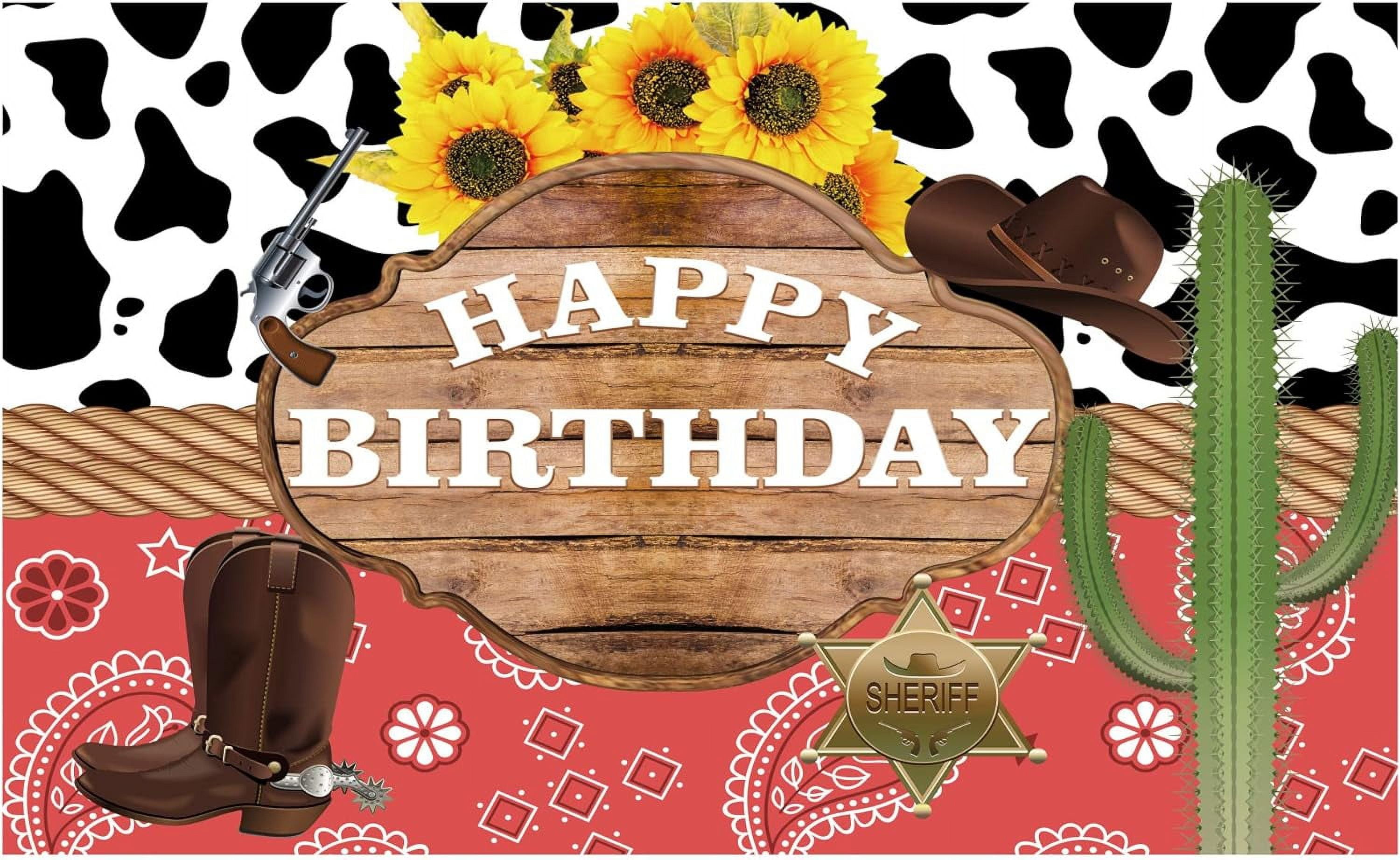 Western Theme Birthday Backdrop Wild West Rodeo Cowboy Cowgirl ...