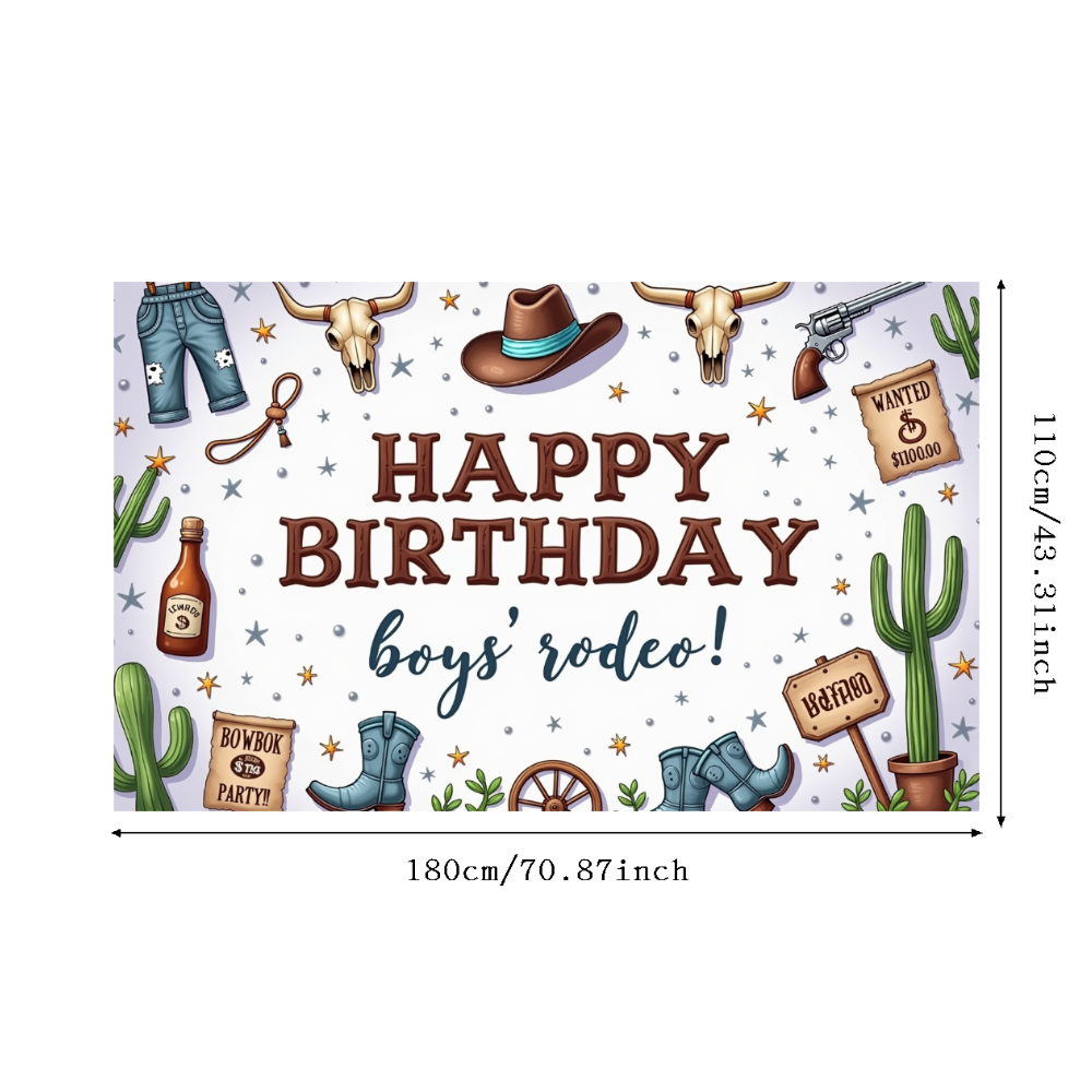 Western Theme Happy Birthday Banner Cowboy Design Boys Birthday Rodeo ...