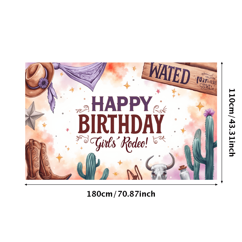 Western Theme Happy Birthday Banner Girls Rodeo Birthday Decoration ...