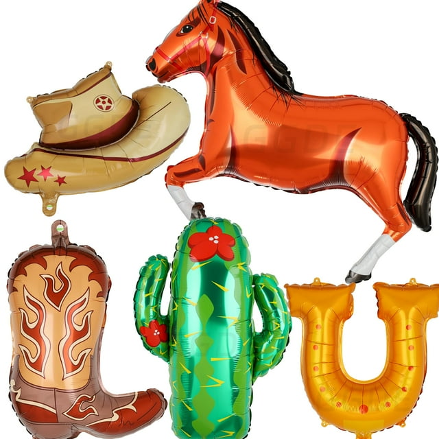 Western Themed Party Balloons IFF17 Horse Horseshoe Boot Cowboy Hat ...