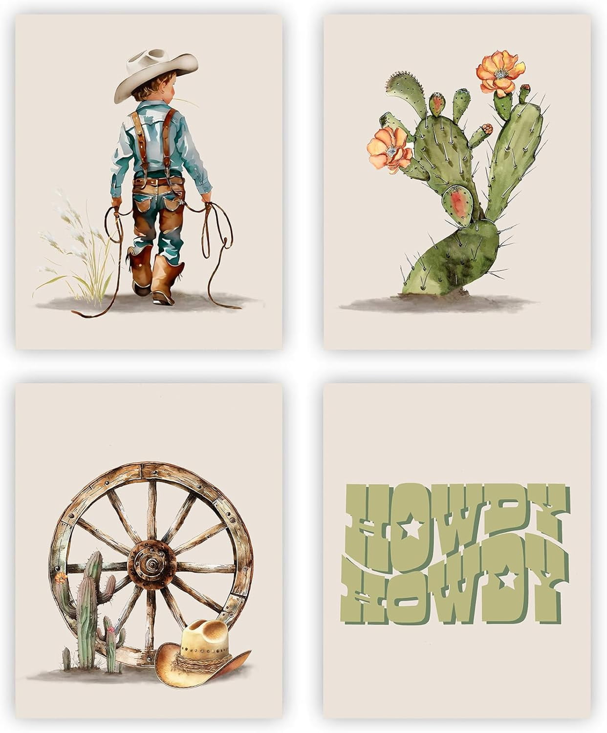 Western Themed Wall Art Prints, Western Cowboy Wall Art, Cowboy, Cactus ...