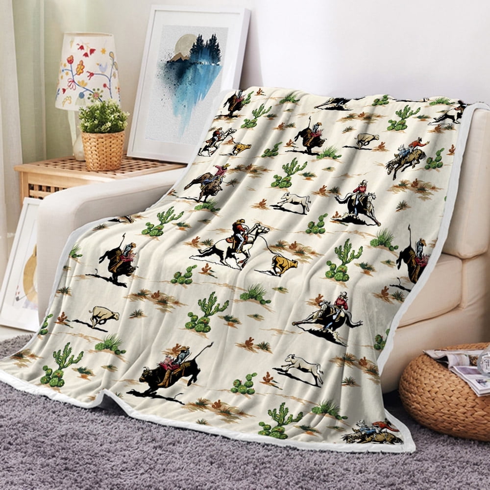 Western Throw Blanket for Couch Sofa 50" x 60", Wild West Southwestern ...