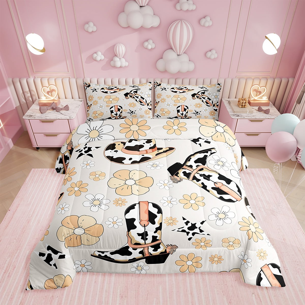 Western Bedding Set,Cowgirl Boots Hat Comforter Set Bedroom Decor ...