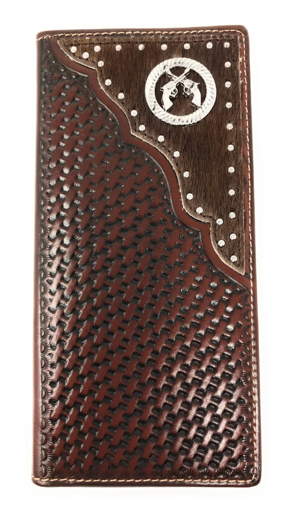 Western Tooled Genuine Leather Cowhide Cow fur Praying Cowboy Men's ...