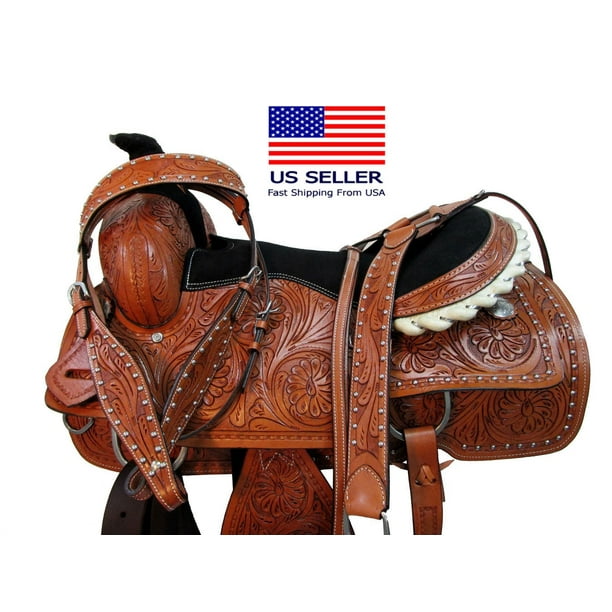 Western Trail Saddle Pleasure Floral Tooled Leather Horse Cowboy Tack ...
