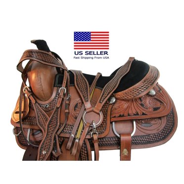 Western Trail Saddle Pleasure Floral Tooled Leather Horse Cowboy Tack ...