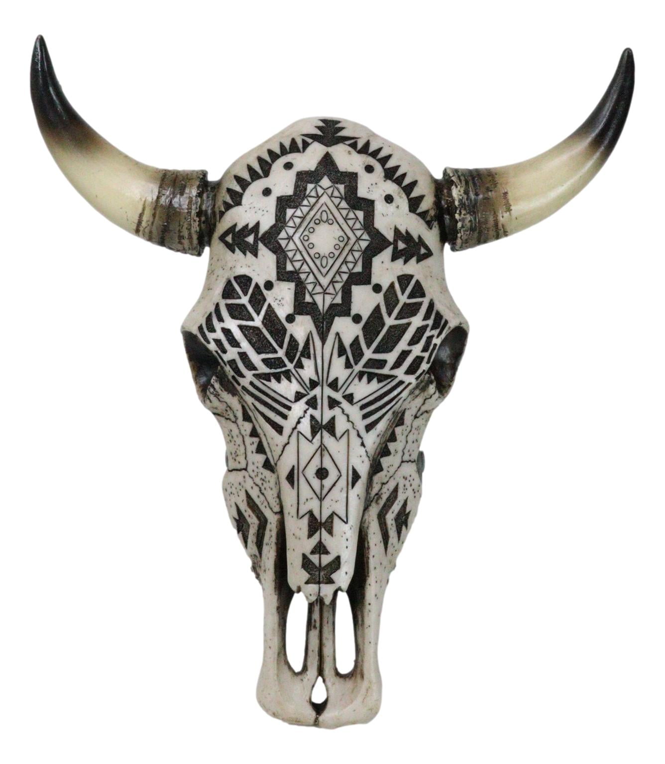 Western Tribal Aztec Vector Tattoo Patterns Horned Cow Skull Wall Decor ...