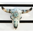 Western Steer Head Turquoise Floral Cow Skull Wall Decor - Southwestern ...