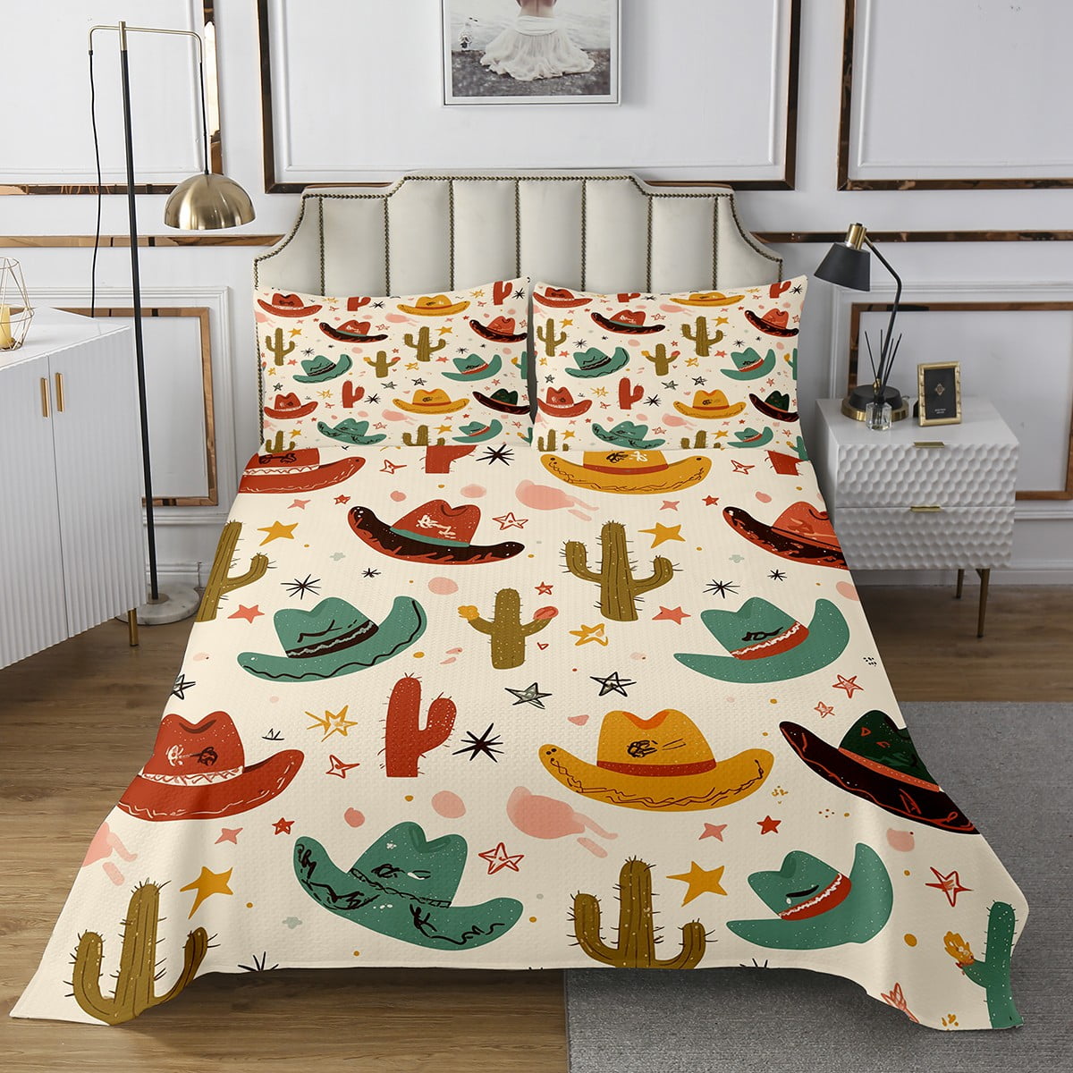 Western Twin Quilt Set,West Cowboy Hat Bedding Set Room Decor,Desert ...