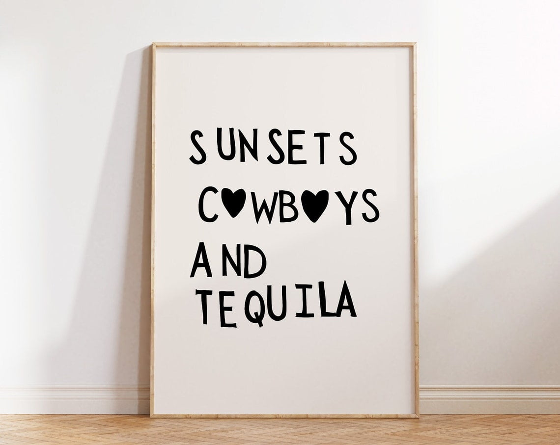 Western Typography Print Trendy Cowgirl Print Cute Heart Poster Preppy ...