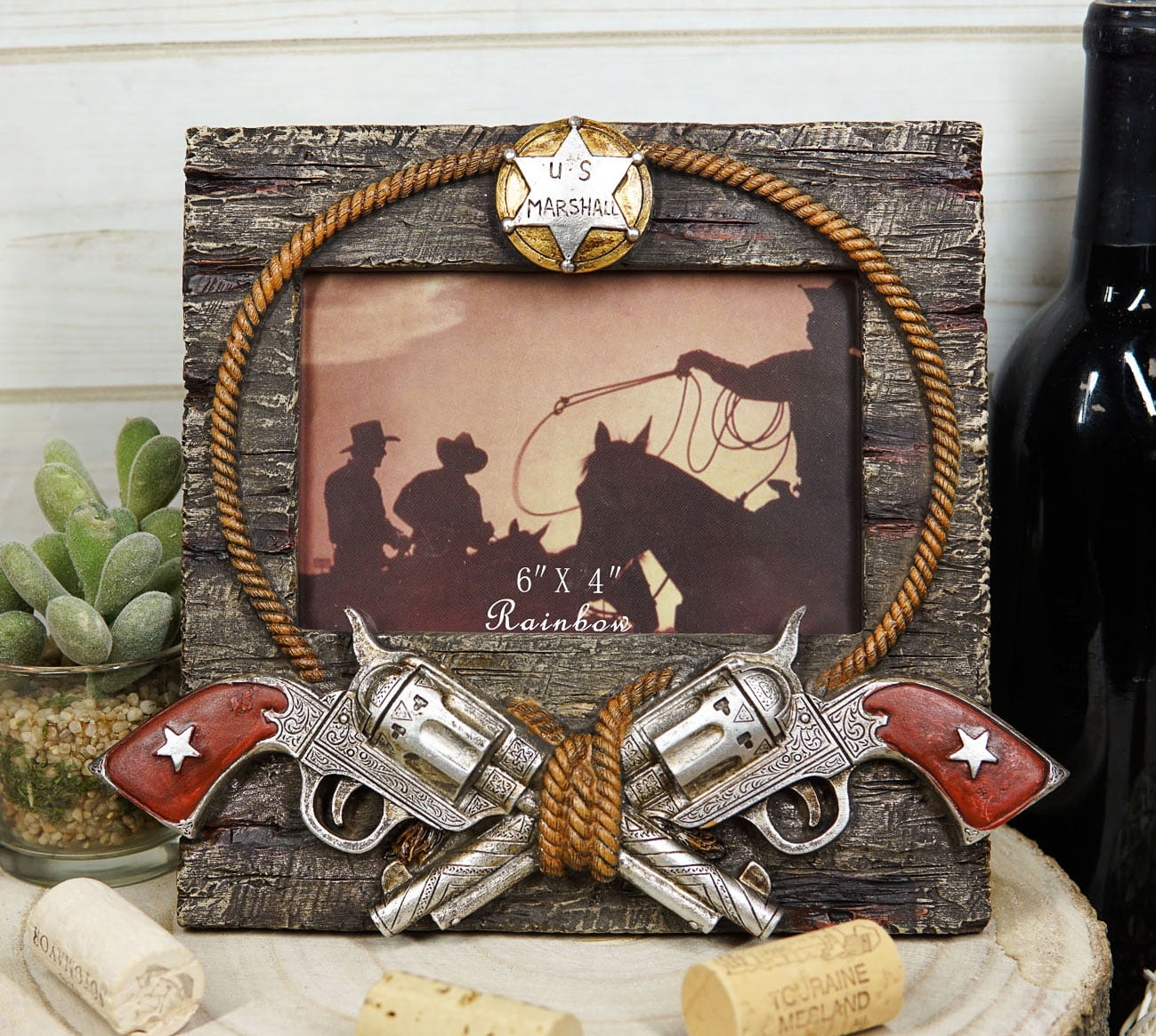 Western US Marshall Badge With Revolver Pistols And Lasso Photo Picture ...
