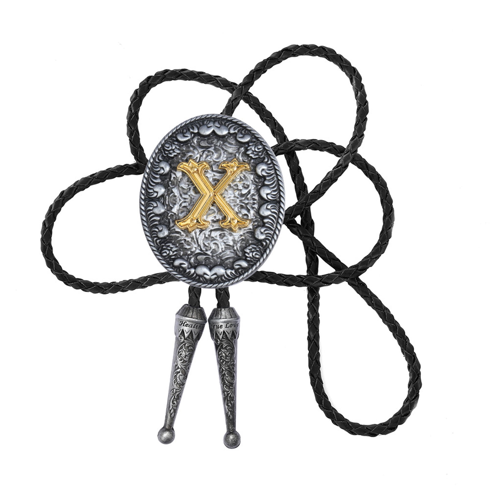 Western Vintage Bolotie with Metal Initial Letter Pendant Braided ...