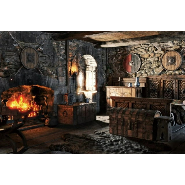 Western Vintage Old House Kitchen Fireplace Background Rural Farmhouse ...