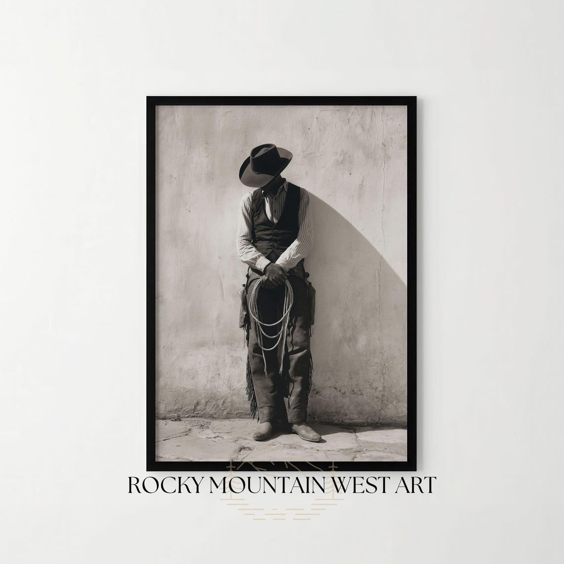 Western Wall Art Print Black And White Cowboy Poster Rustic Country ...