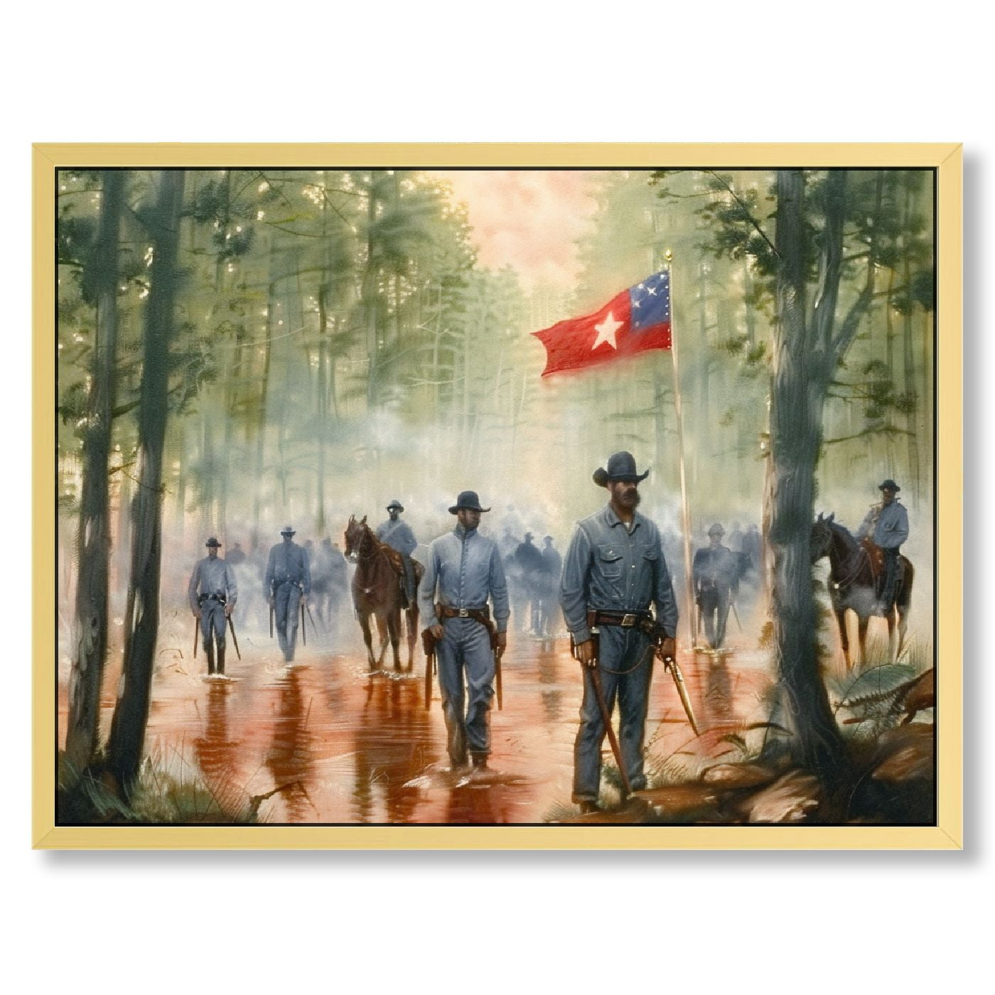 Western Wall Decor Civil War Grey Soldier On Horses Country Art Prints ...