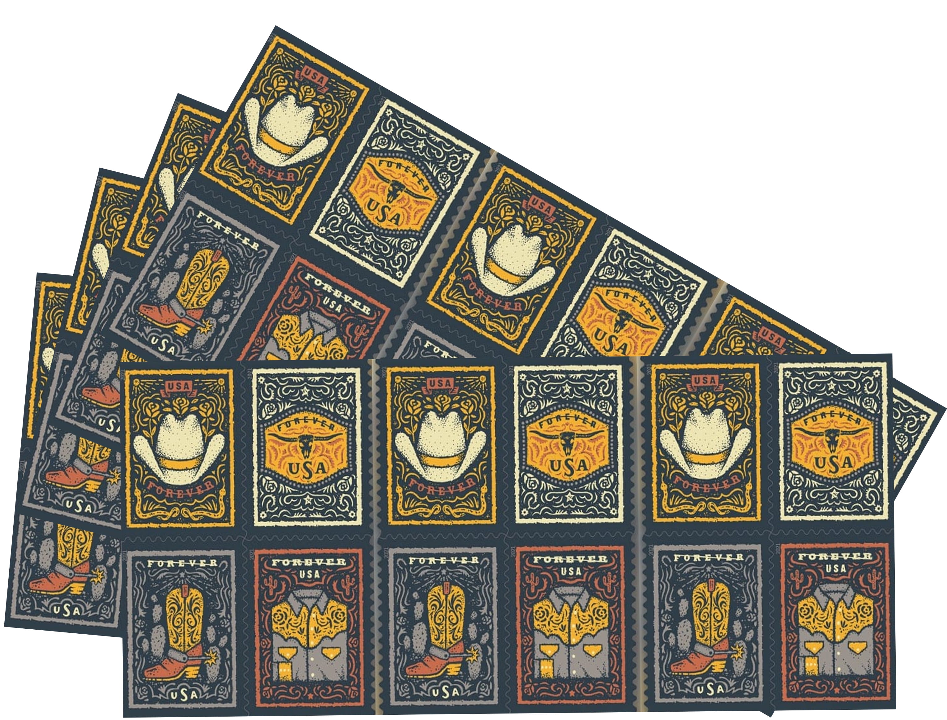 USPS Western Wear Forever Postage Stamps, First Class, Book of 20 (100 ...