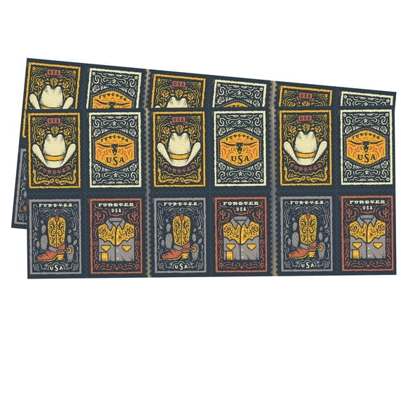 USPS Western Wear Forever Postage Stamps, Cowboy Hat, Boots, 40 Stamps ...