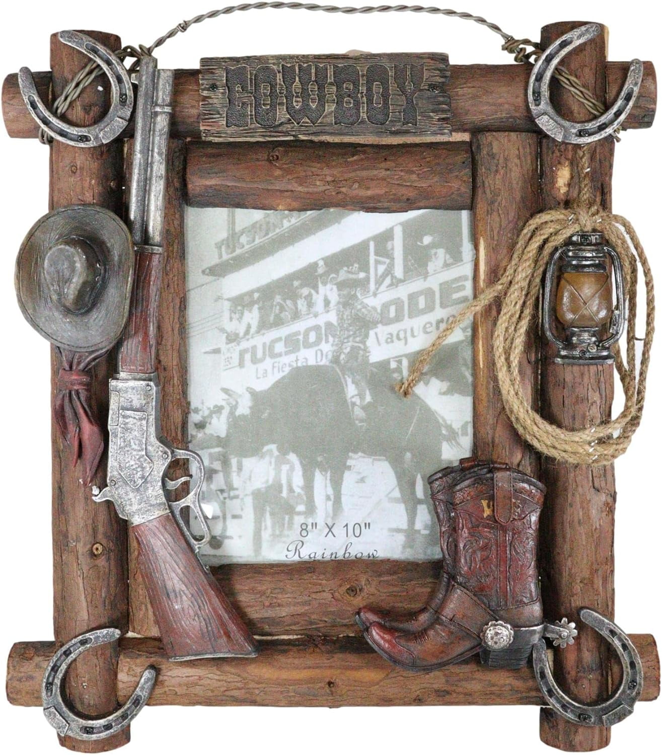 Western Wild West Hat Rifle Boot Spur Horseshoes Braided Lasso Ropes ...