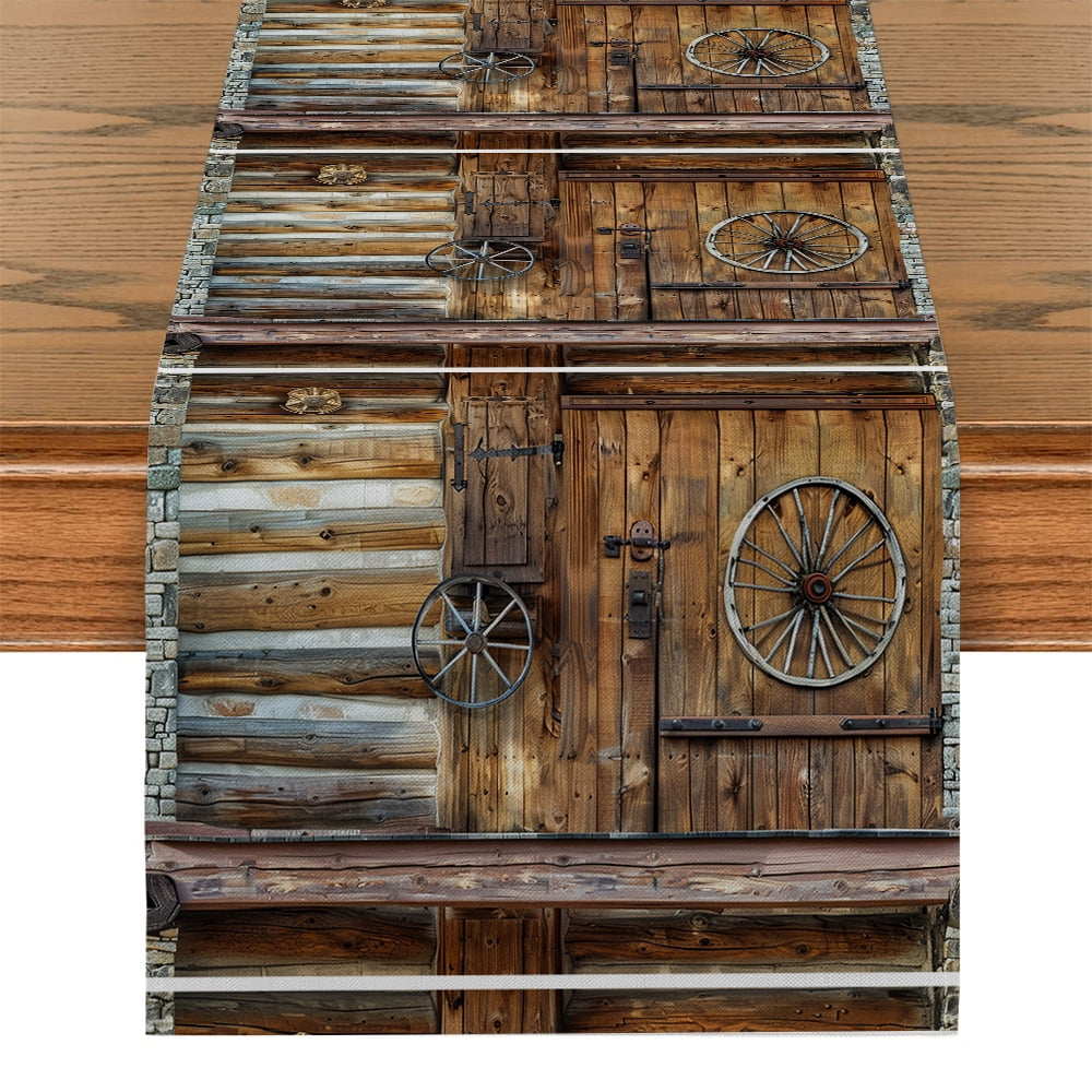 Western Wind Chalet Wall Wooden Door Table Runner Kitchen Table r ...