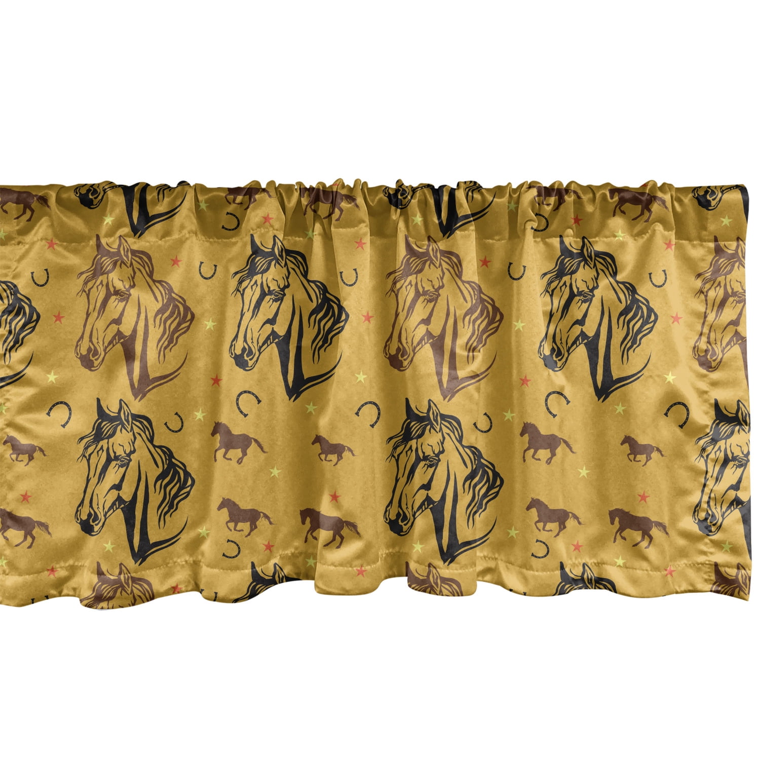 Ambesonne Western Valance Pack of 2, Horse Related Items Drawing, 54 ...