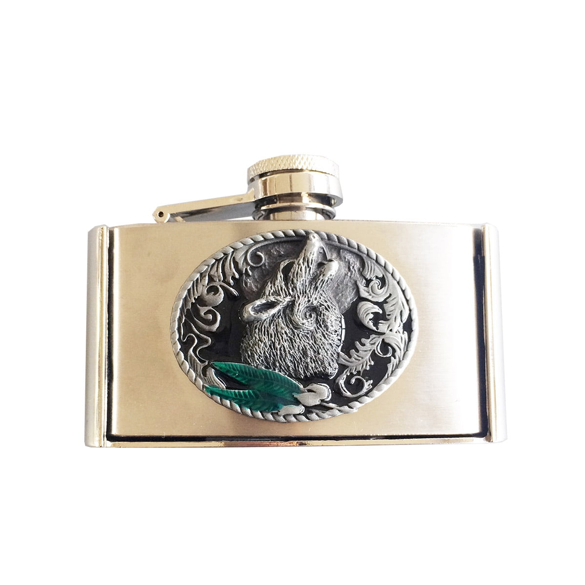 Western Wolf Three Ounce Stainless Steel Flask Belt Buckle - Walmart.com