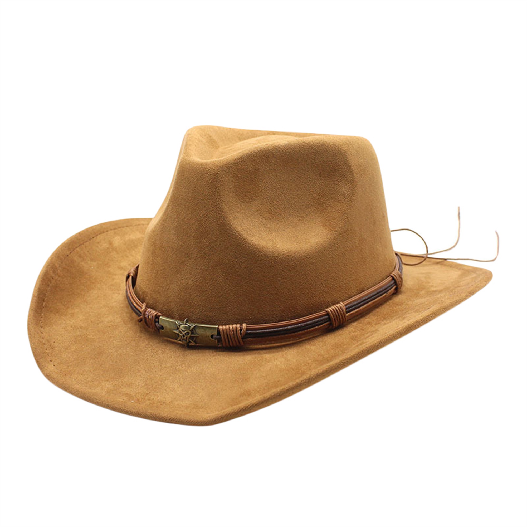 Western Women Men Felt Cowboy Hat, Vintage Skull Roll-up Wide Brim ...