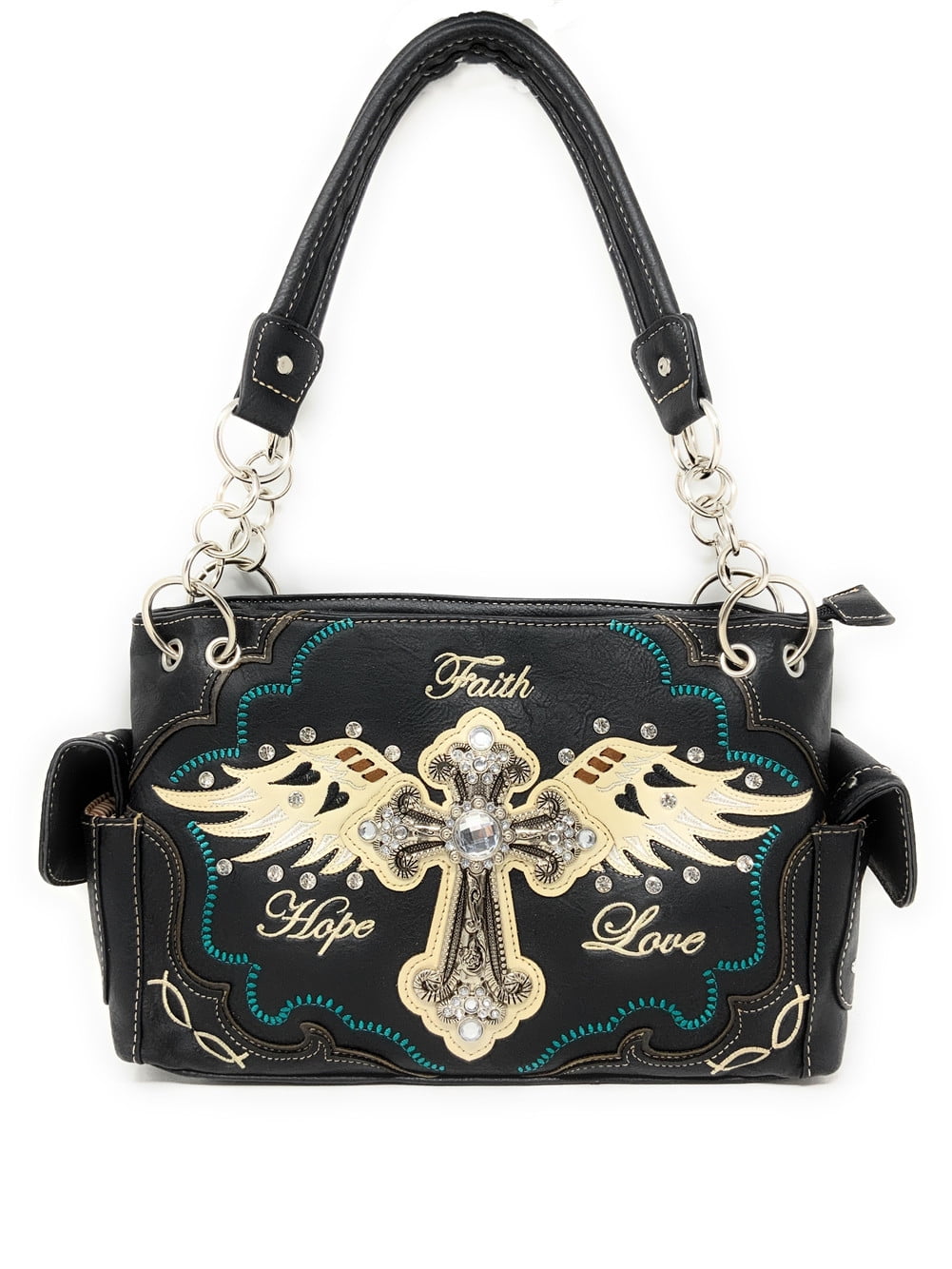 Western Women's Angel Wings Cross Faith Hope Love Western Handbag Tote ...