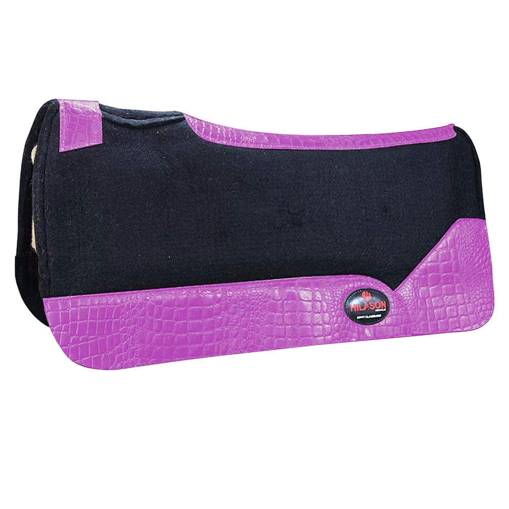 Western Wool Felt Horse Saddle Pad Purple Alligator Print Leather ...