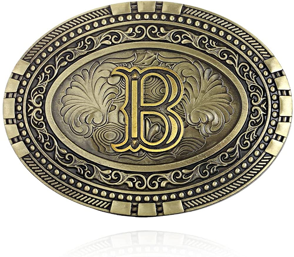 Western cowboy belt buckle initials ABCDEF TO Z Men's novelty upgraded ...