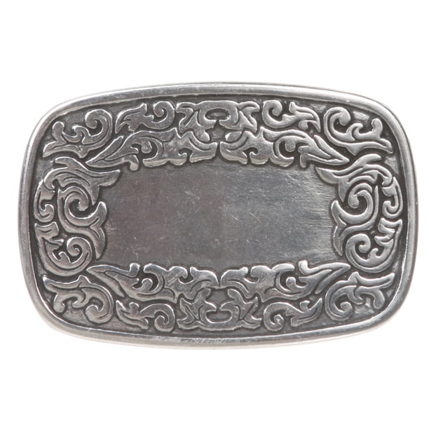 Western fancy Floral Scroll Designs Engraving Oval Silver Belt Buckle ...