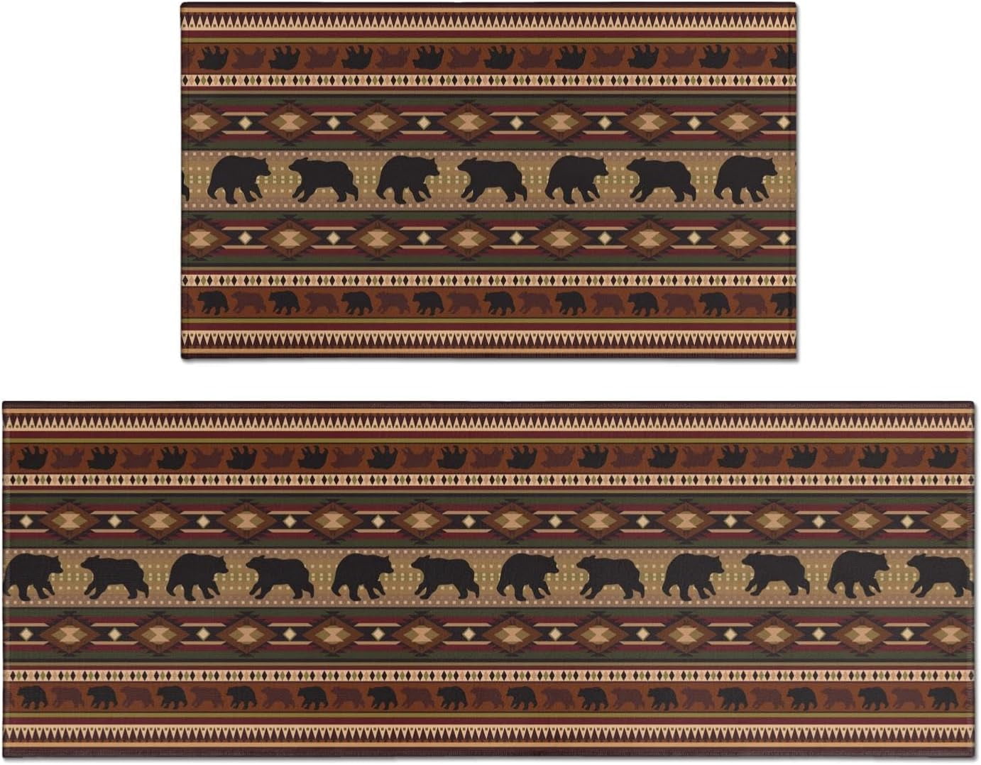 Western kitchen rugs and mats set of 2, non-slip washable kitchen mats ...
