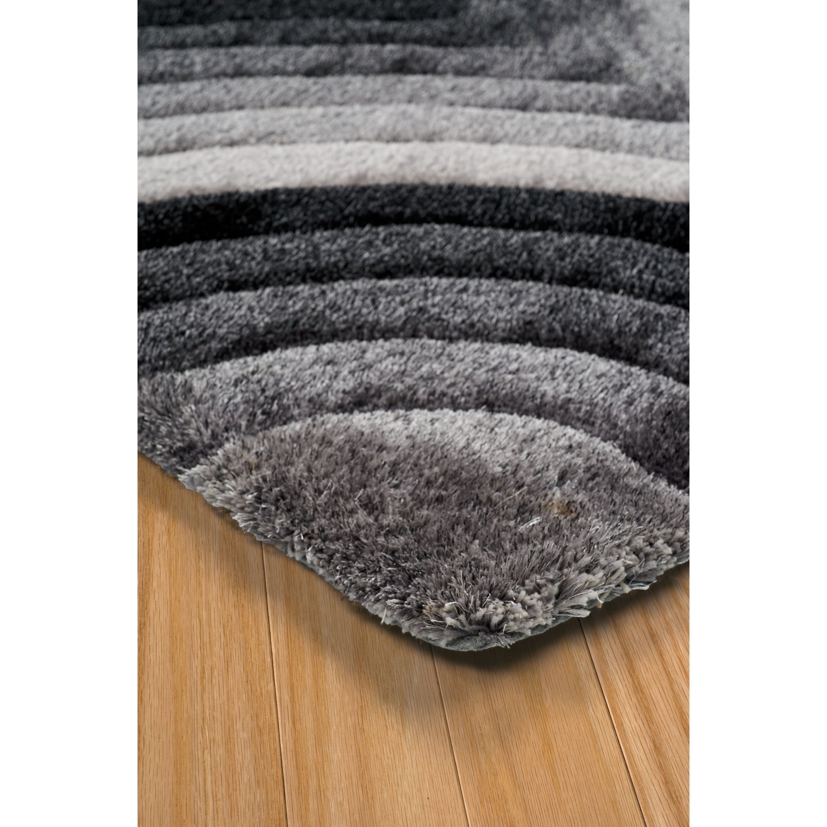 Westfield Home Posh Mariella Ultra Plush Shag Area Rug Black/Grey 5'3 ...