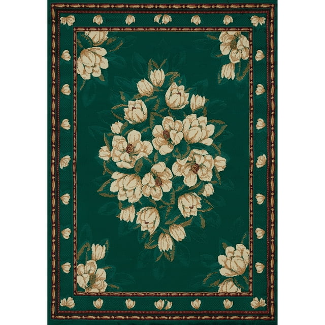 Westfield Home Ulubre Horatia Floral Rectangle Area Rug, Hunter Green ...
