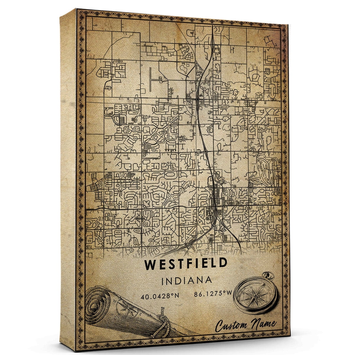 Westfield Map Poster, Indiana Map Art Poster, Canvas, Westfield Map ...
