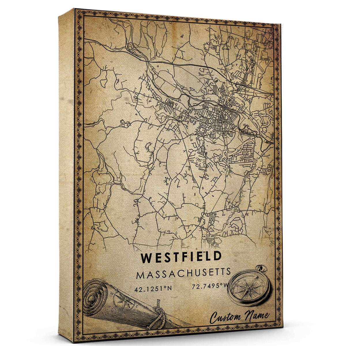 Westfield Map Poster, Massachusetts Map Art Poster, Canvas, Westfield ...