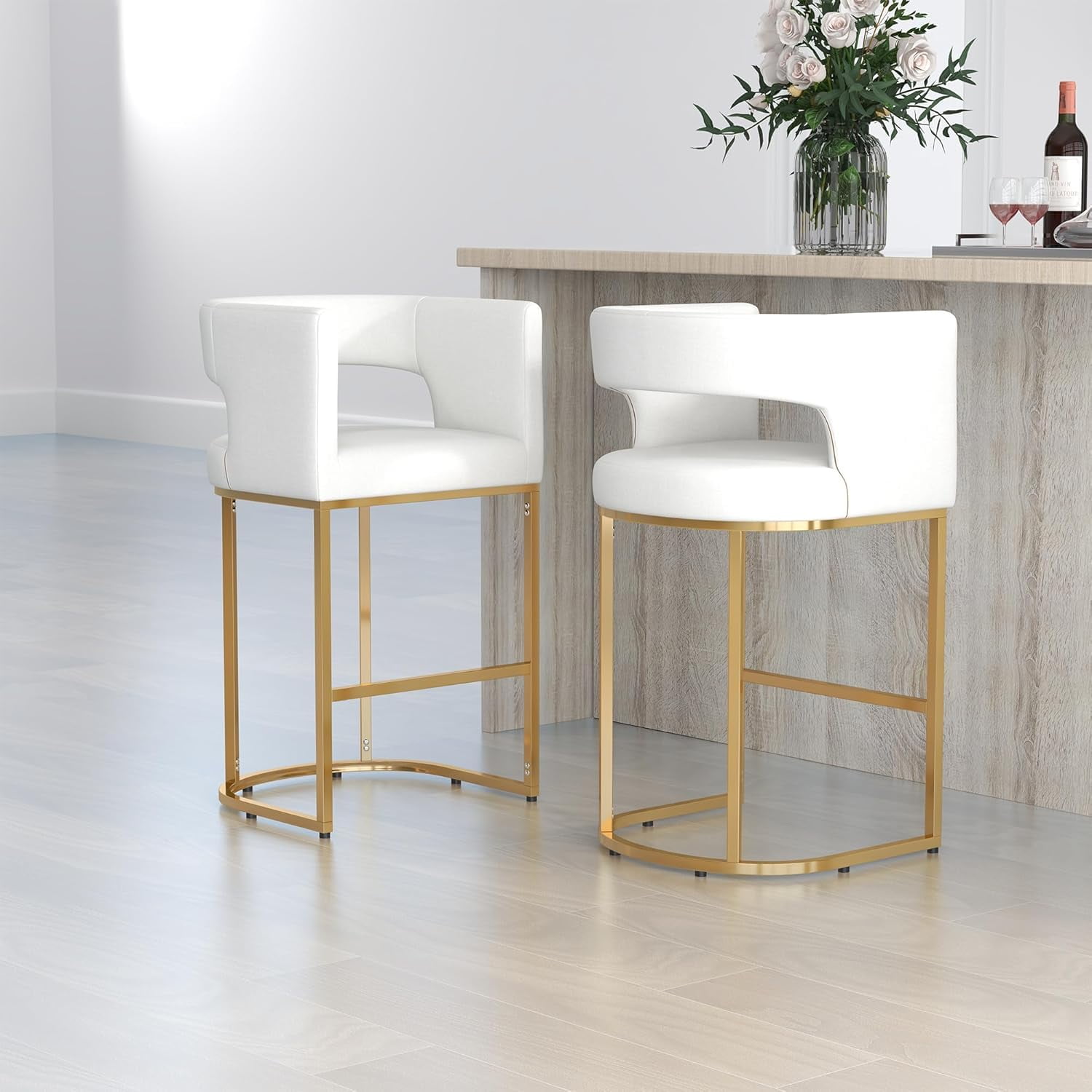 Westice 28" H Counter Height Bar Stools Set of 2, Modern Barral Counter ...