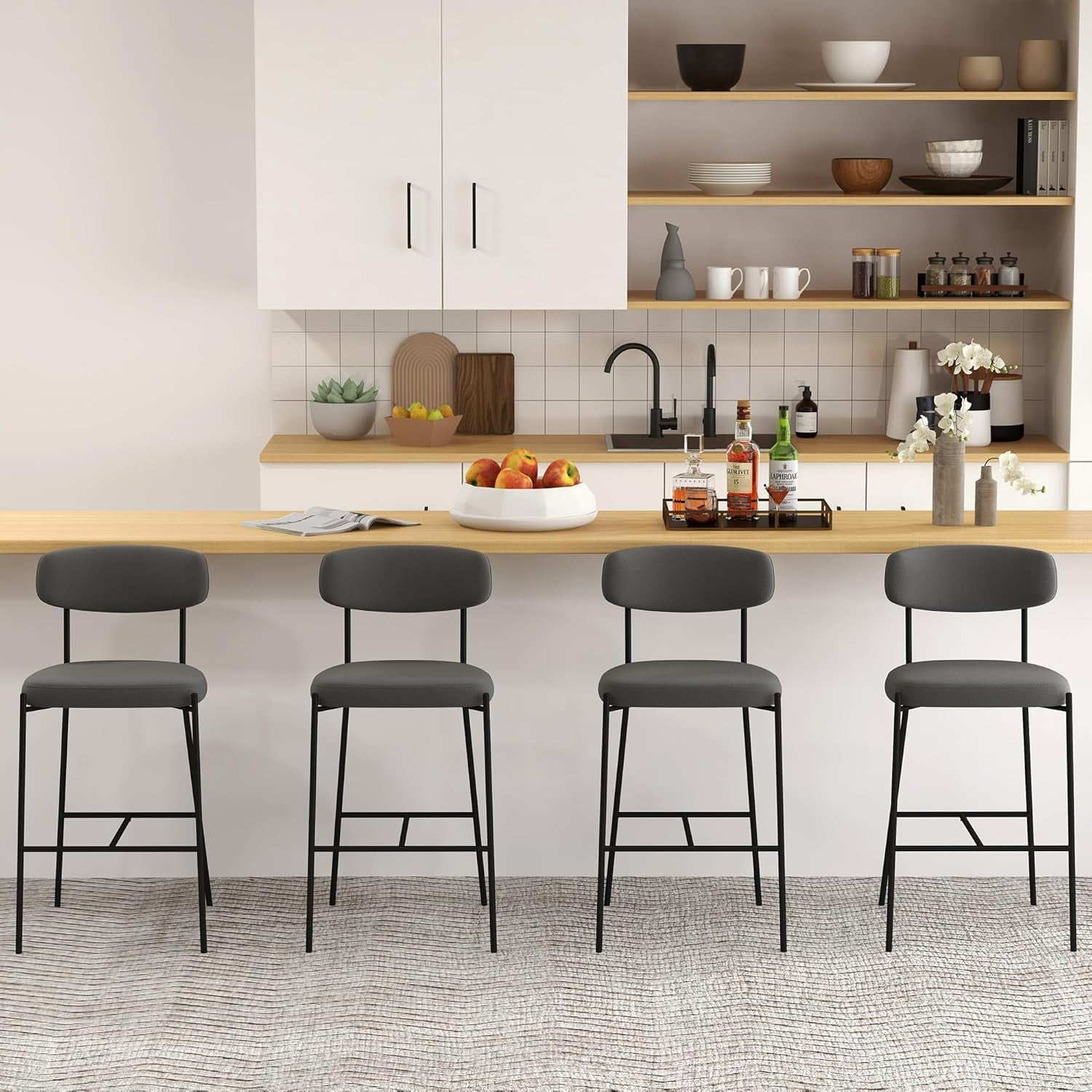 Westice Counter Height Bar Stools Set of 4, 27 Inch Modern Barstools ...