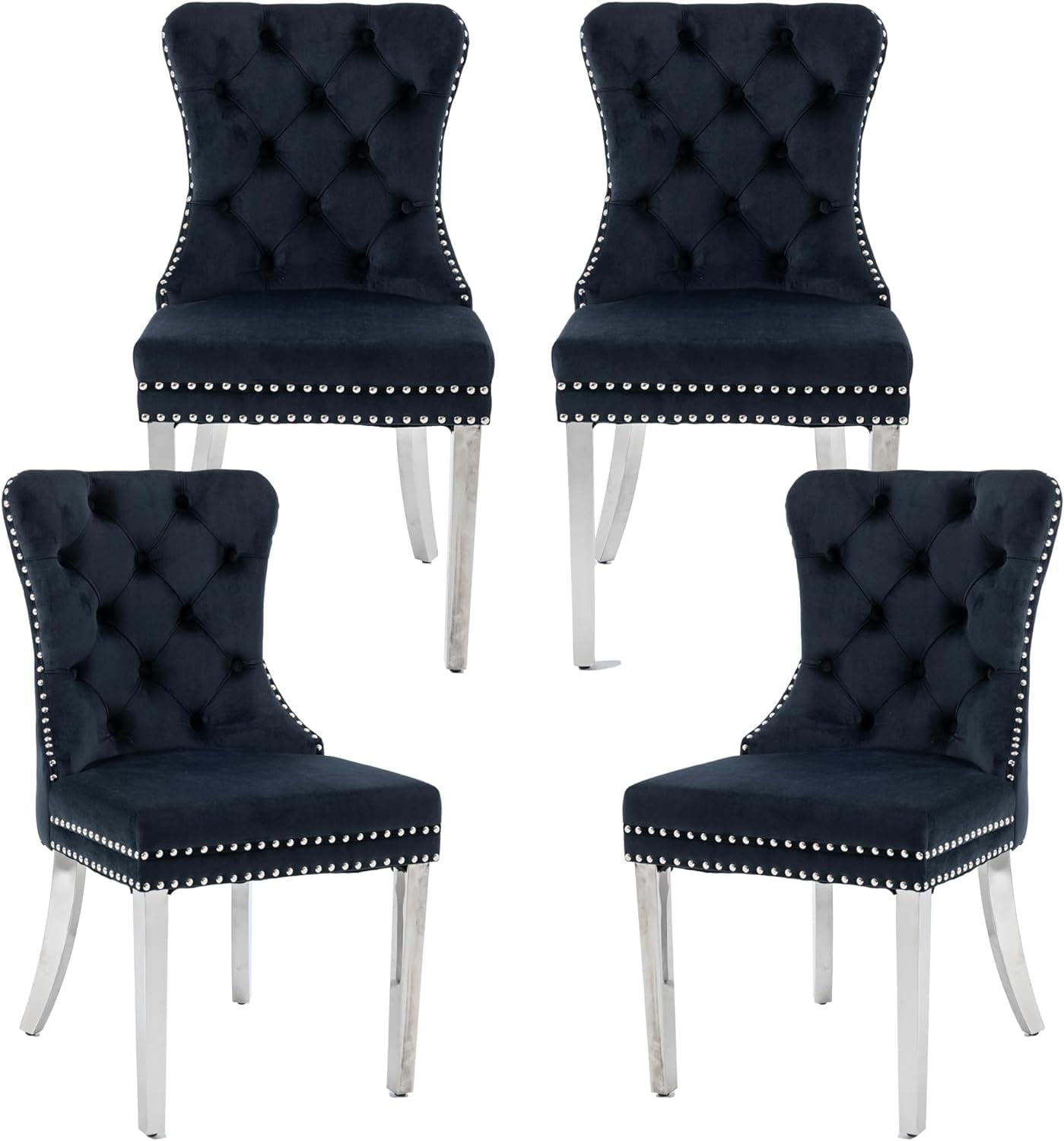 Westice Dining Chairs Set of 4, Velvet Button Tufted Kitchen Chairs ...