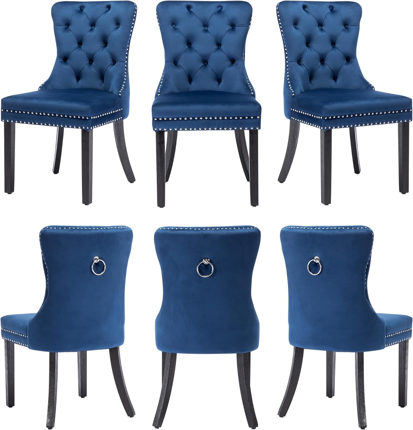 Westice Nikki Collection Velvet Dining Chairs Set of 6, Button Tufted ...