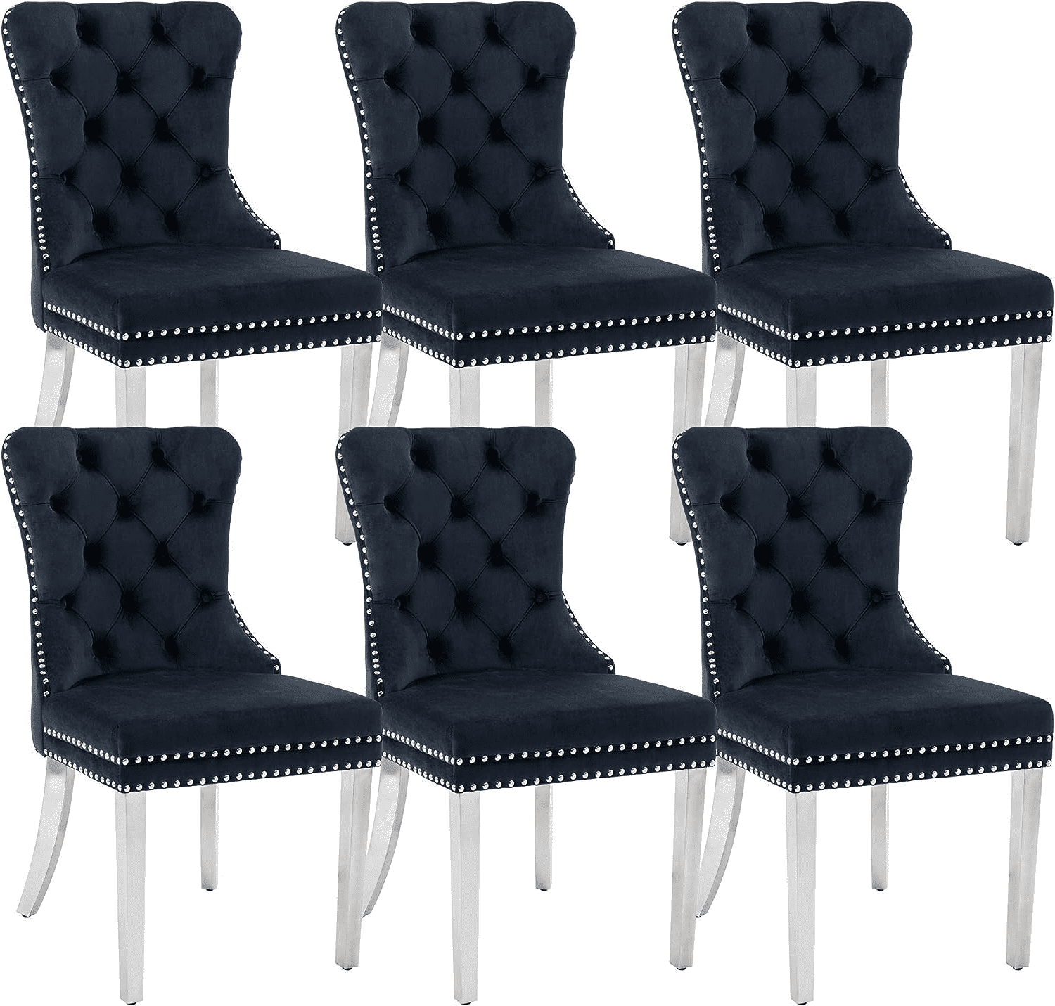 Westice Dining Chairs Set of 6, Velvet Button Tufted Kitchen Chairs ...