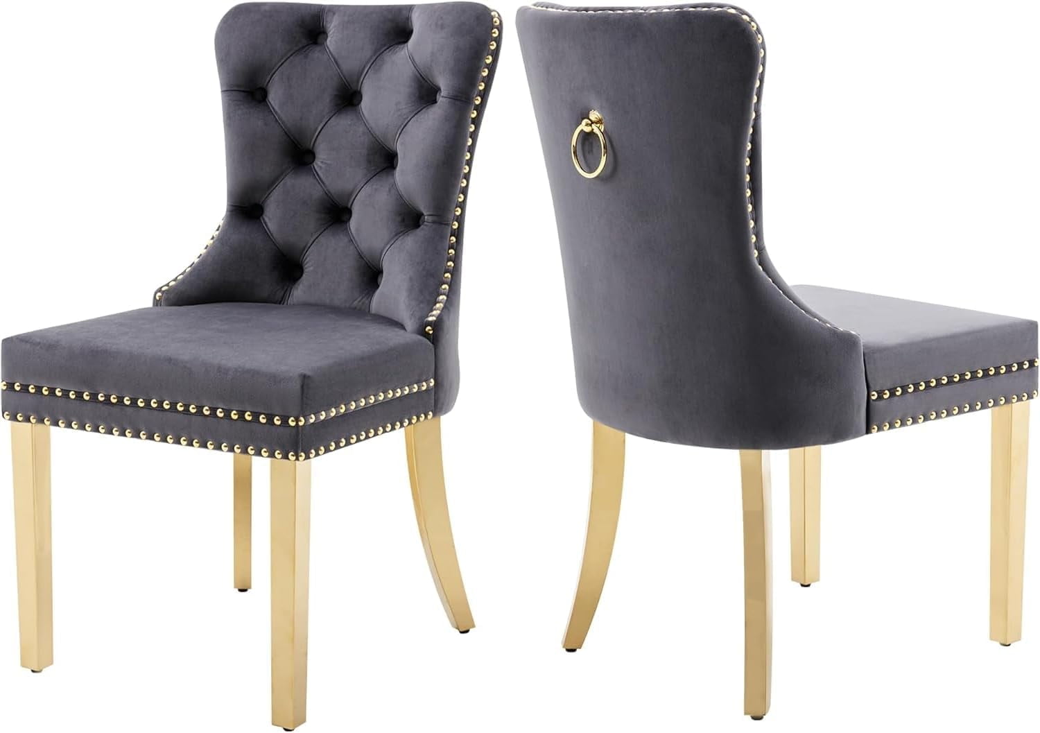 Westice Dining Room Chairs Set of 2, Tufted Velvet Chairs with Golden ...
